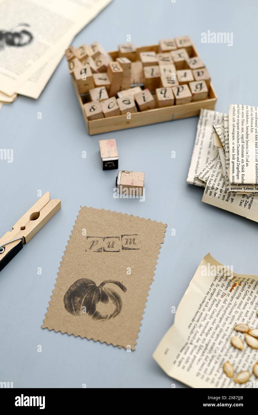 DIY rubber stamped greeting card Stock Photo - Alamy