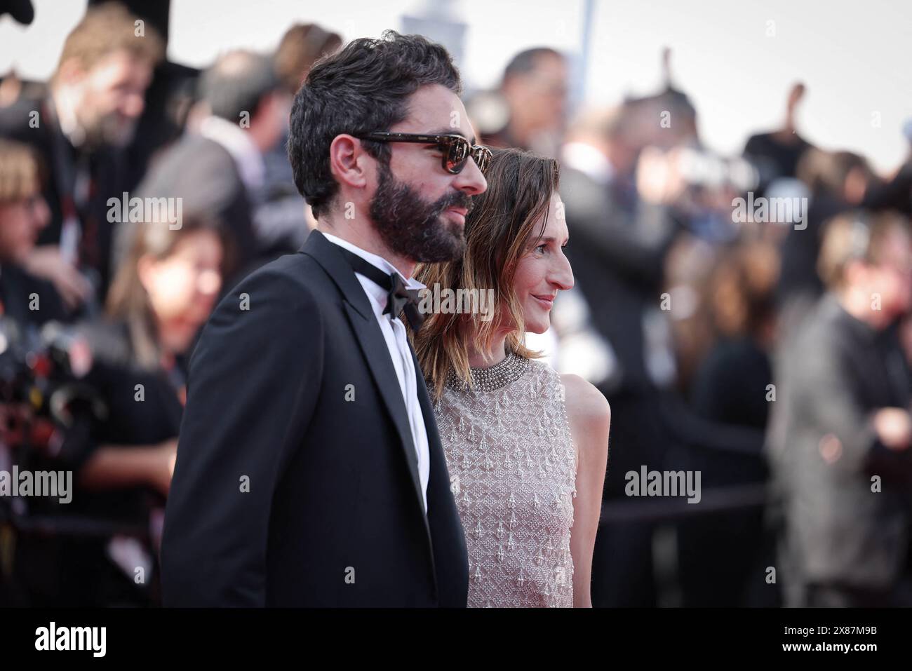 Cannes, France. 23rd May, 2024. Benjamin Mahon and Camille Cottin ...
