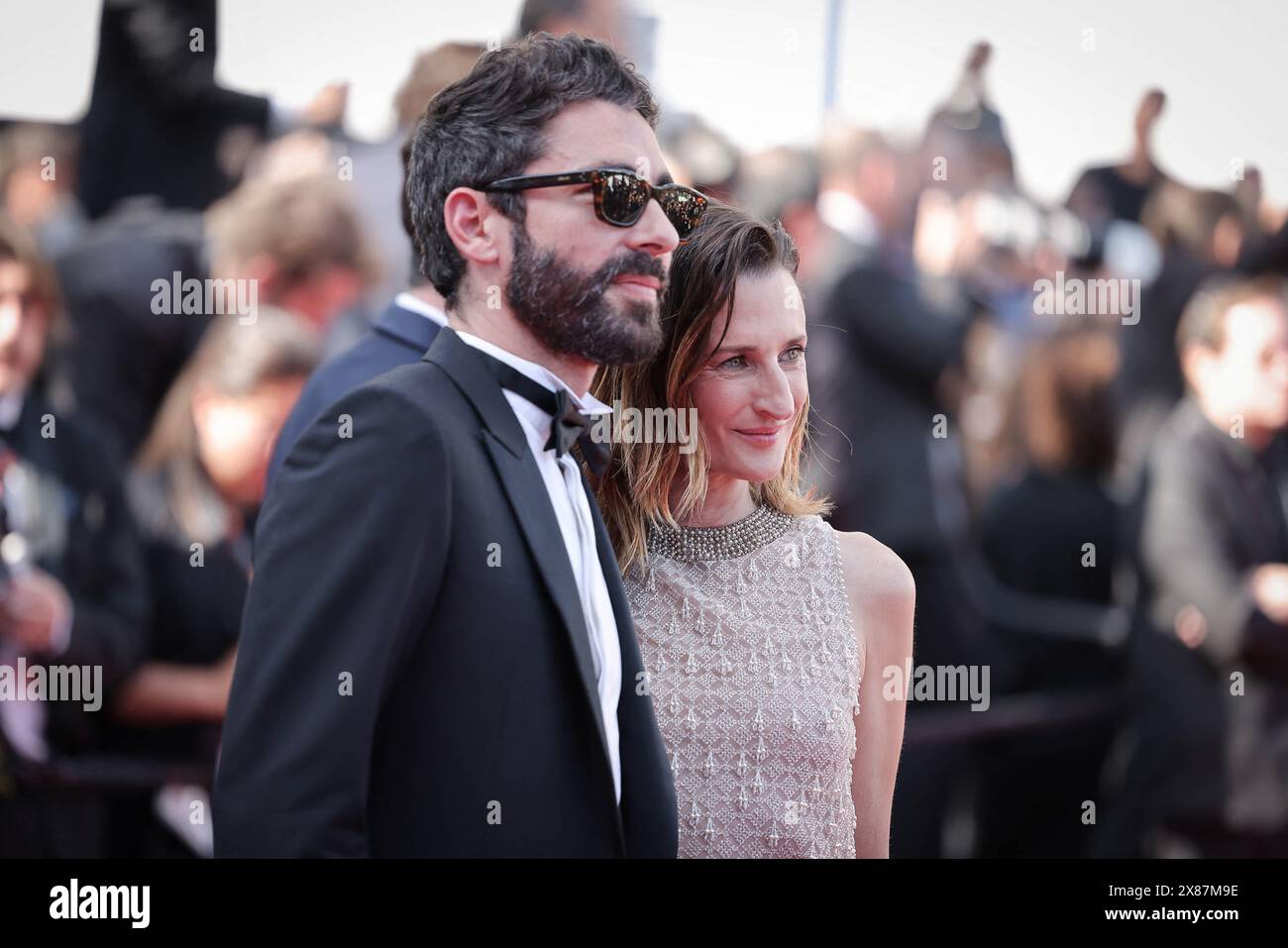 Cannes, France. 23rd May, 2024. Benjamin Mahon and Camille Cottin ...
