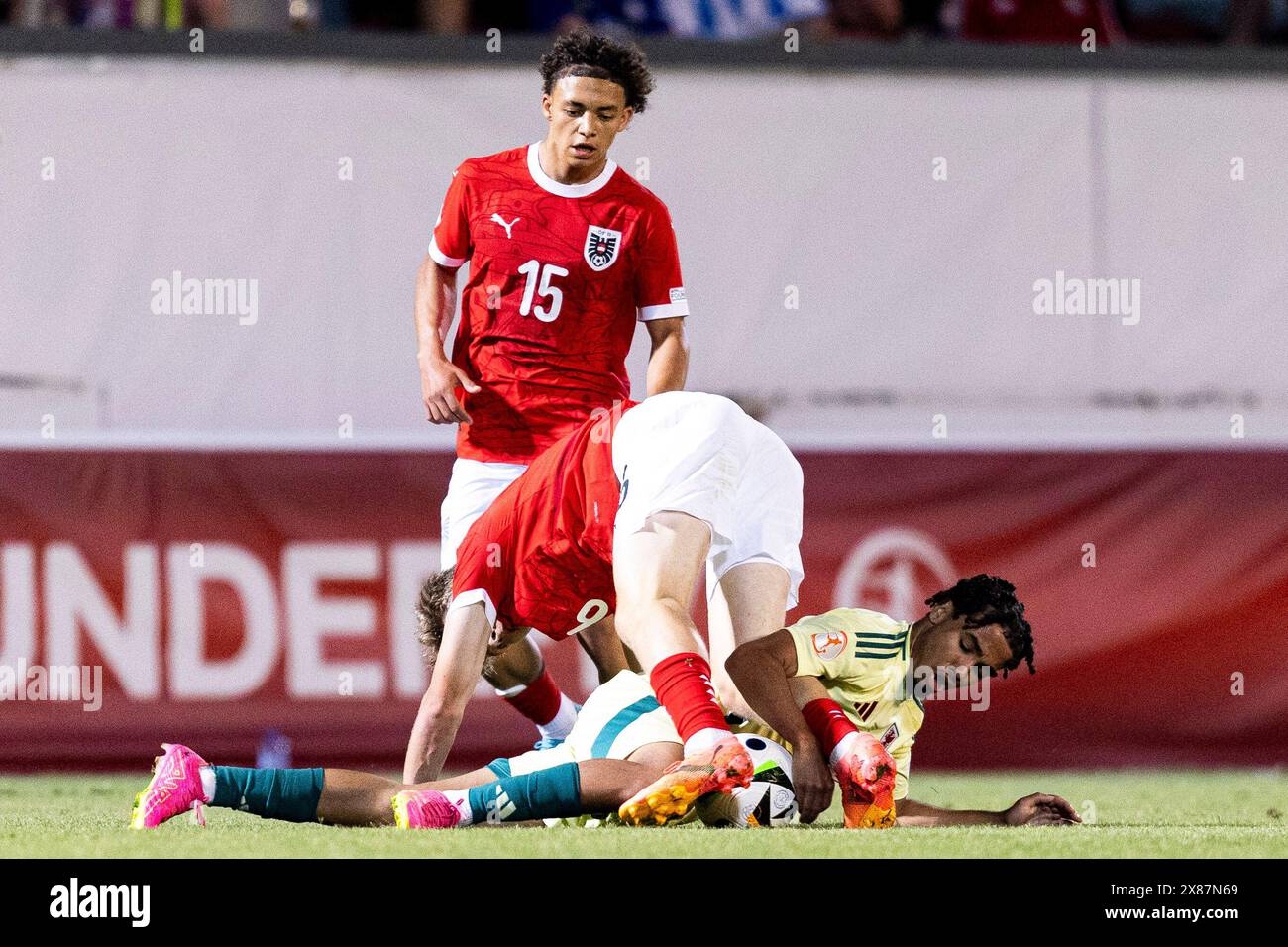 LARNACA, CYPRUS - 23RD MAY 2024: Elliot Myles in action. Cymru u17 v ...