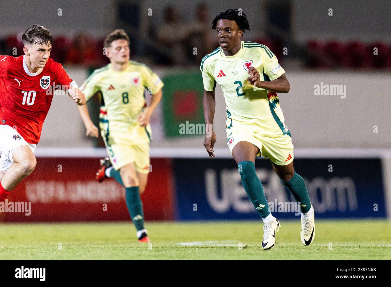 LARNACA, CYPRUS - 23RD MAY 2024: Ronan Kpakio in action. Cymru u17 v ...