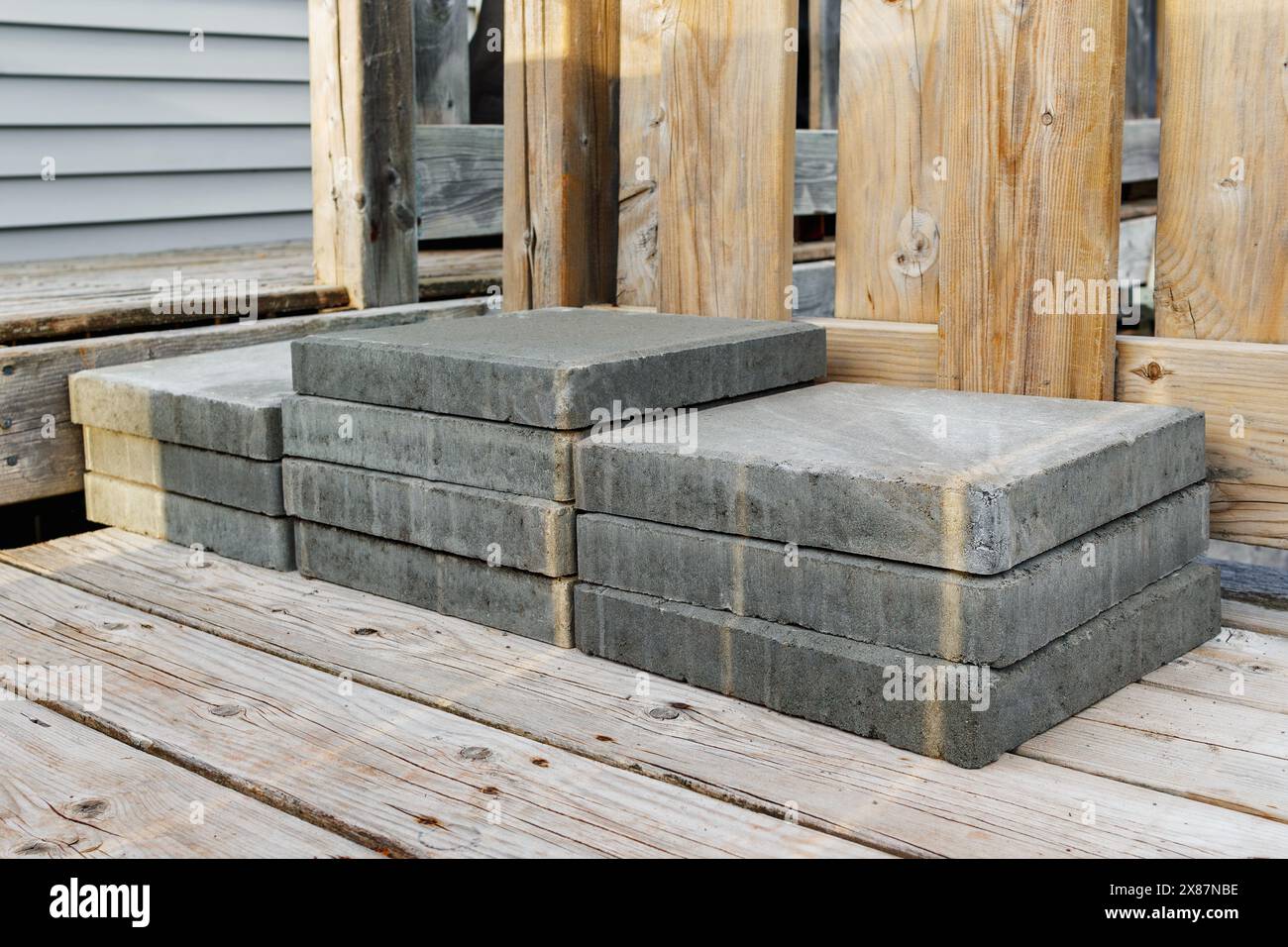 Cement construction blocks on house deck Stock Photo - Alamy