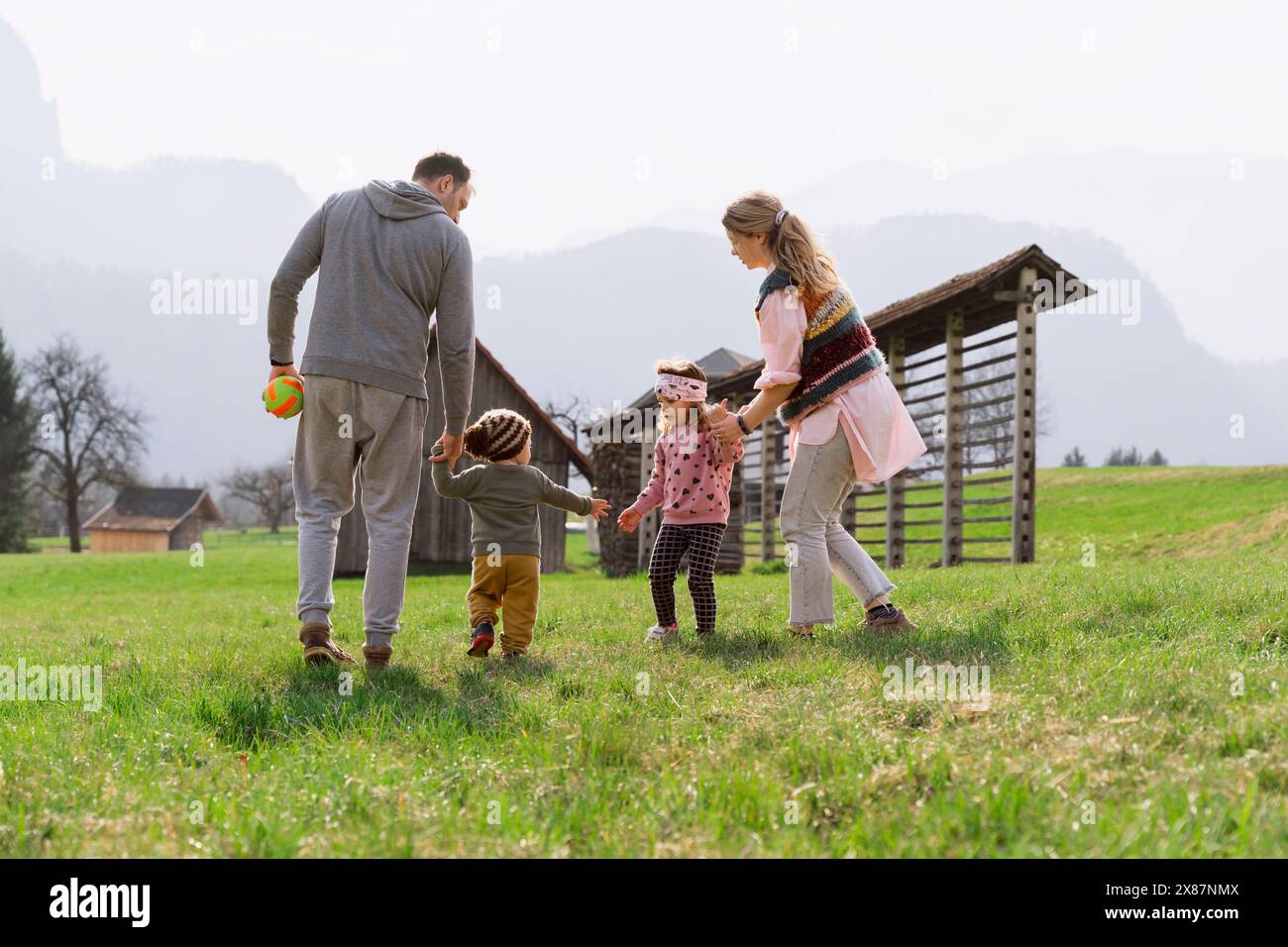 Mother children walking on farm hi-res stock photography and images - Alamy