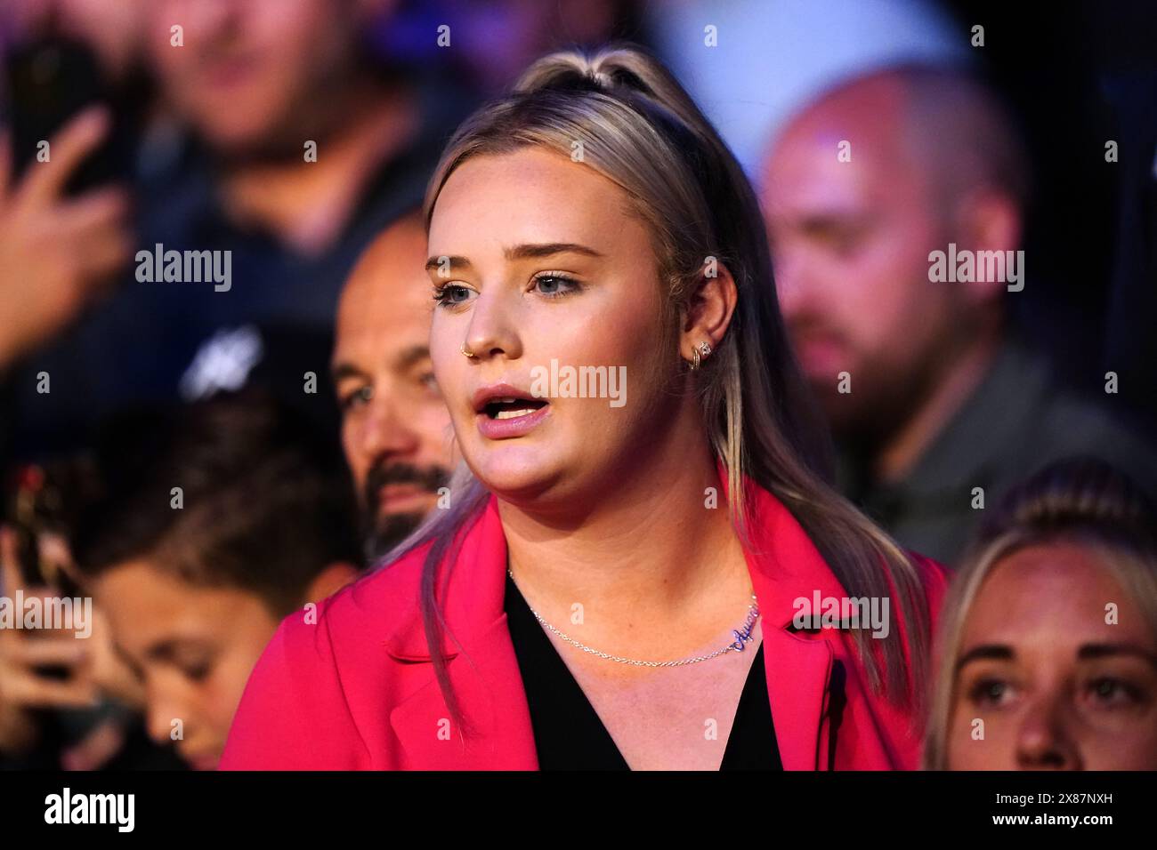 Eloise Milburn, girlfriend of Luke Littler, during the 2024 BetMGM ...