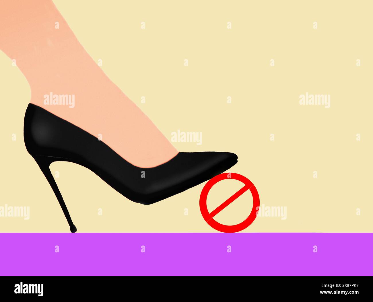 Women foot wearing high heel and stepping on forbidden sign Stock Photo ...