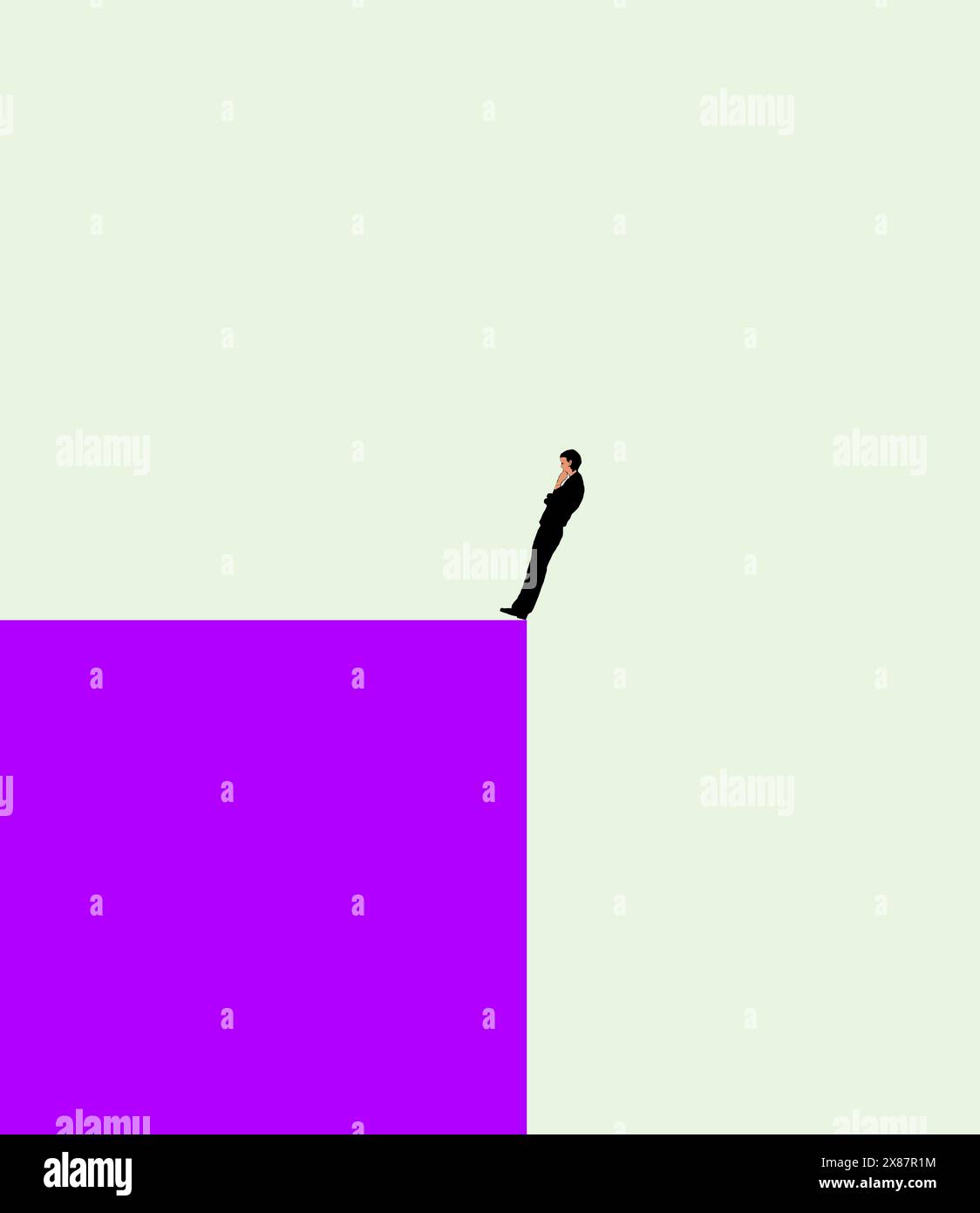 Man leaning backwards over edge Stock Photo - Alamy