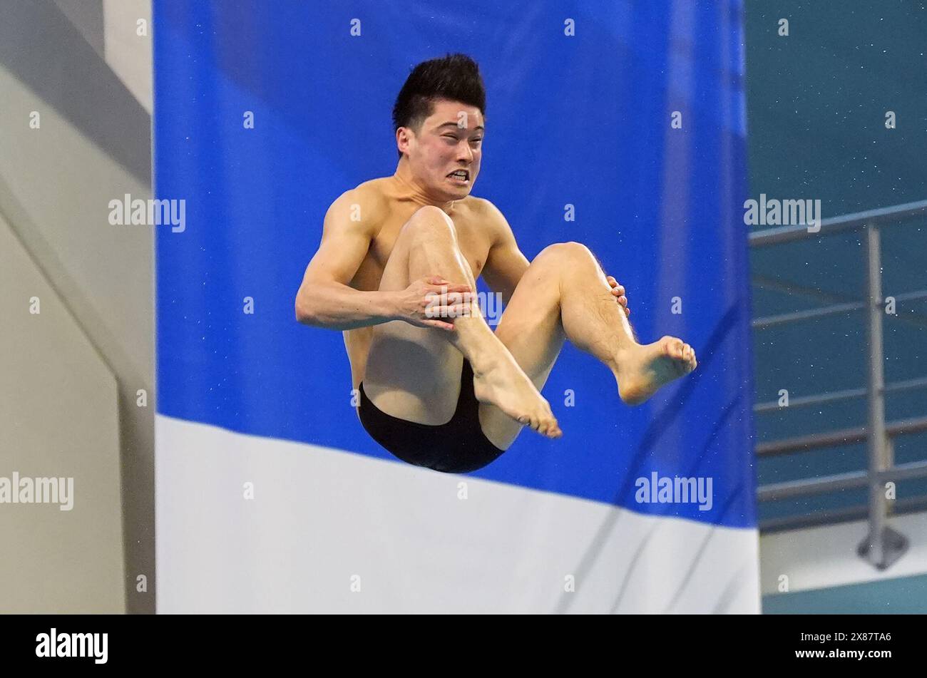 Leon Baker in the Men's 3m Preliminary on day one of the 2024 Speedo ...