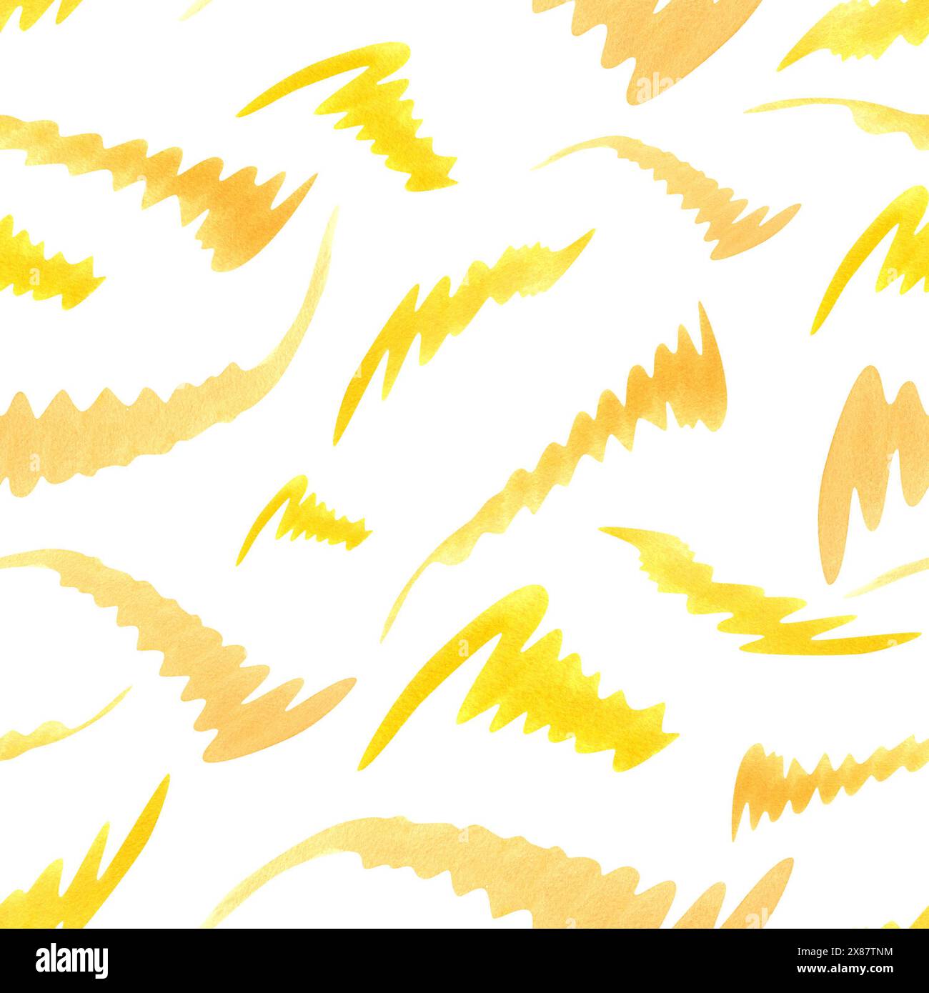Swirl line doodle. Impactful, vivid yellow ornate. Seamless pattern of ...