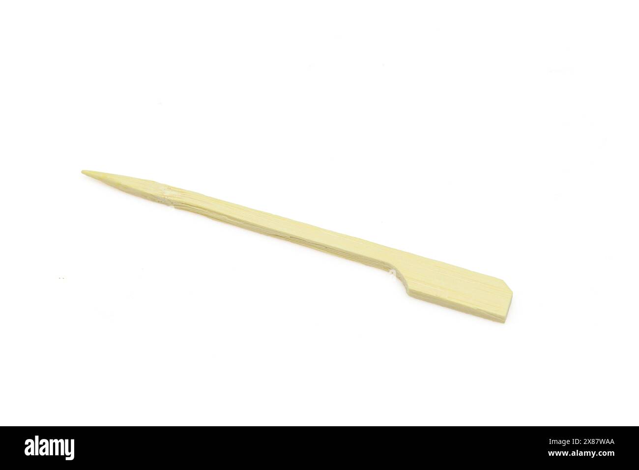 Sharp bamboo stick isolated on white background. Wooden cocktail and ...