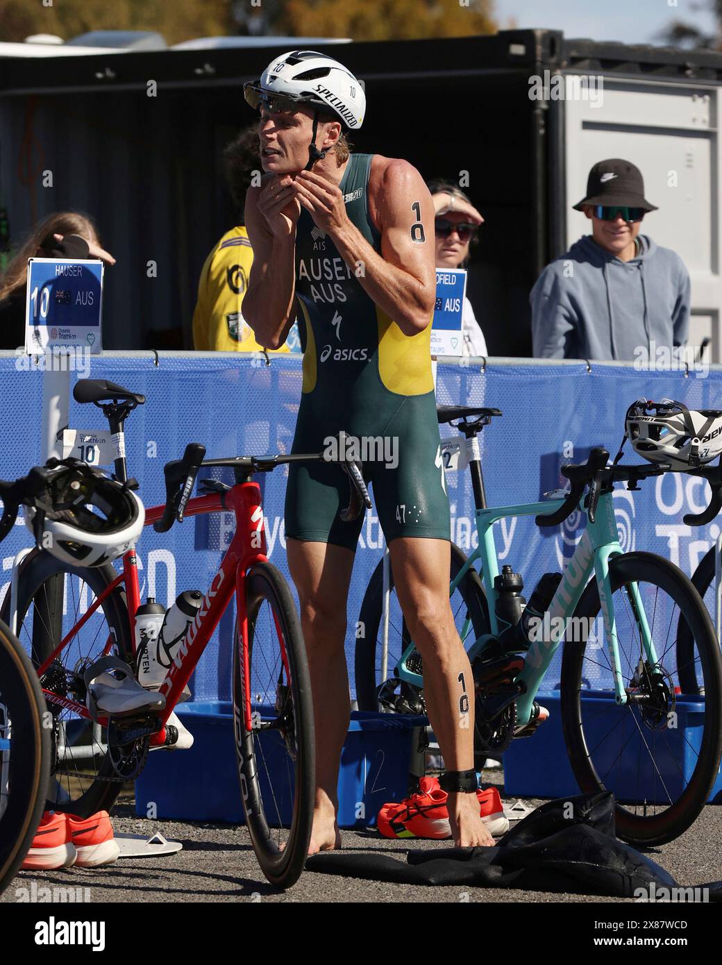 Matthew Hauser, of Australia, at the 2024 Oceania Triathlon ...