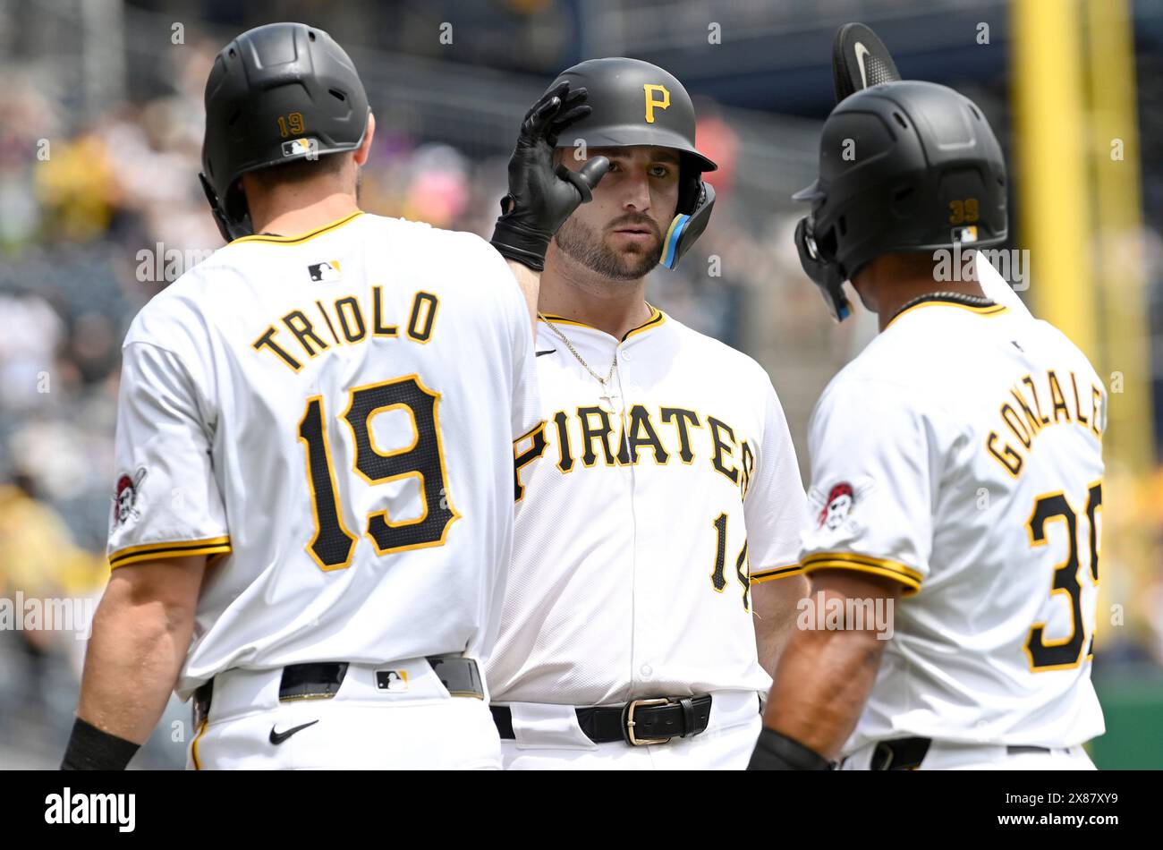 Pittsburgh Pirates second base Jared Triolo (19) and Pittsburgh Pirates ...