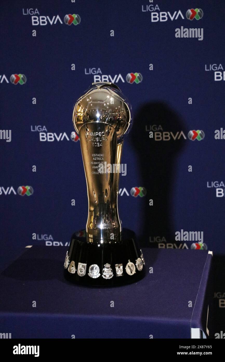 Mexico City, Mexico. 22nd May, 2024. Liga MX Cup is seen during a press ...