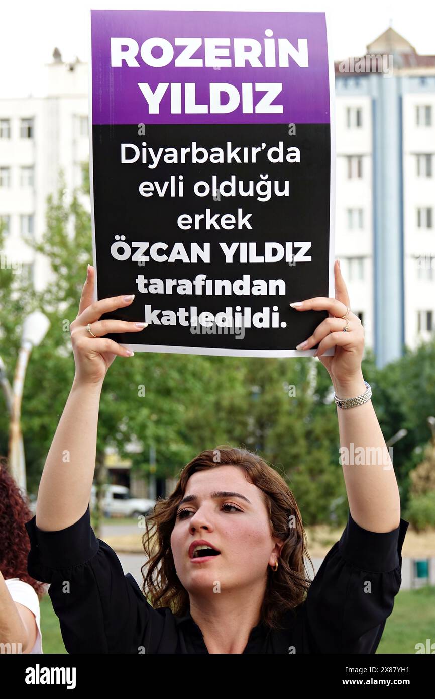 Rosa Women's Association Director Lawyer Berfin Polat seen holding a ...