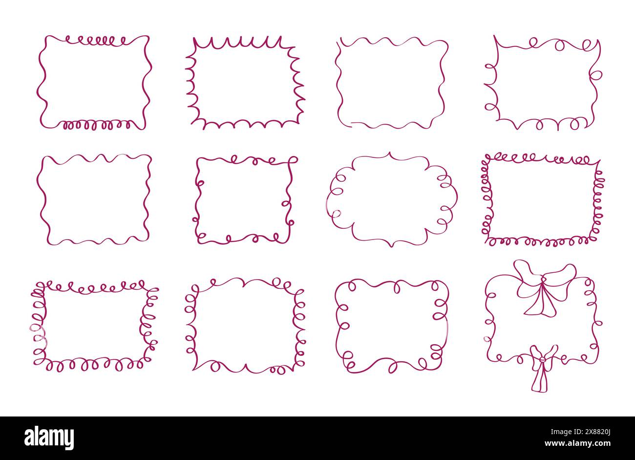 Frames set in hand-drawn style. This collection features vintage image ...