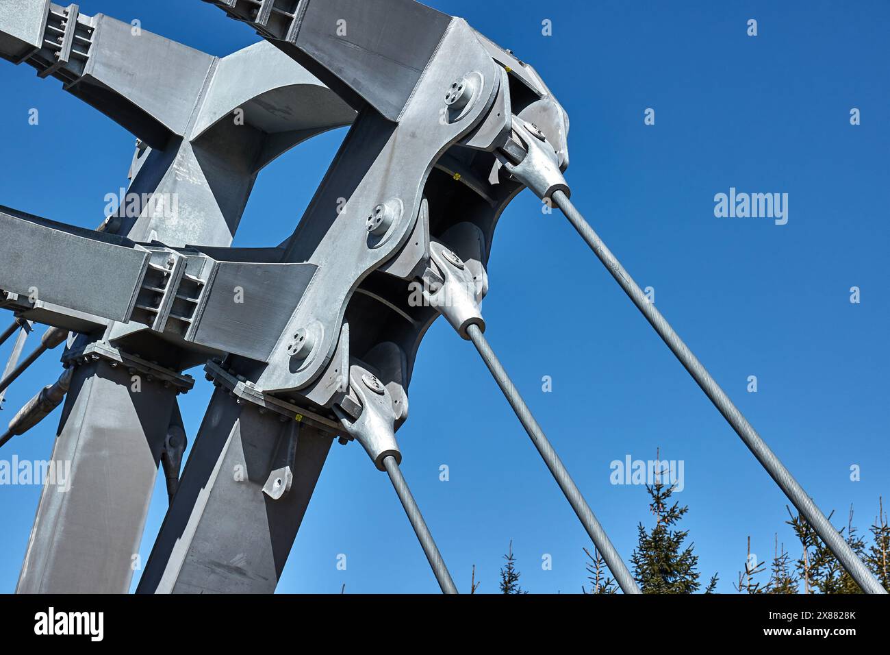 Engineering steel joint detail Skybridge 721 suspension footbridge ...