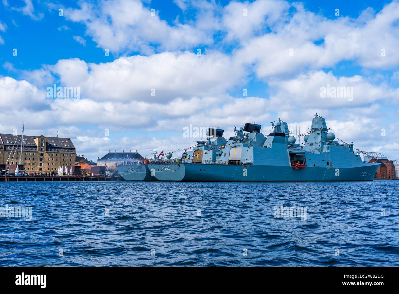 COPENHAGEN, DENMARK - APRIL 14, 2024: Danish naval vessels docked at ...