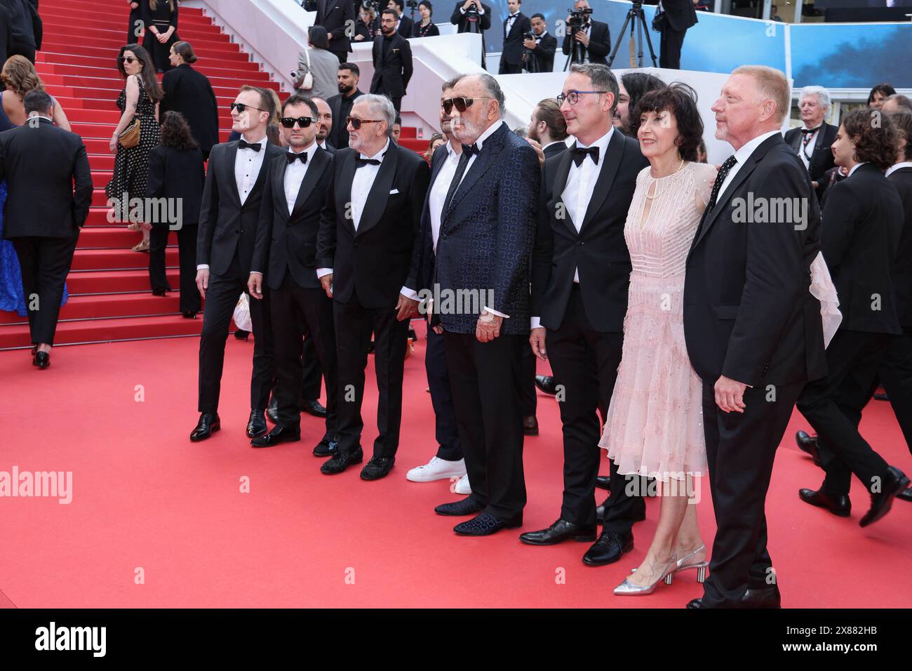 Cannes, France. 23rd May, 2024. Tudor Giurgiu, Boris Becker, Ion Țiriac ...
