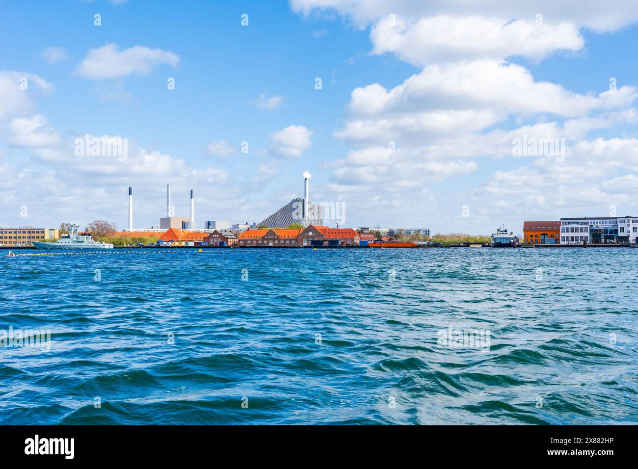 View of Copenhagen water front with famous landmarks. Denmark Stock ...