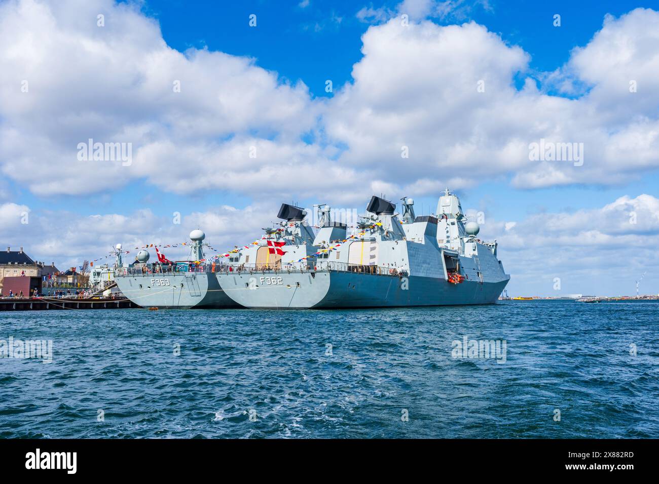 COPENHAGEN, DENMARK - APRIL 14, 2024: Danish naval vessels docked at ...