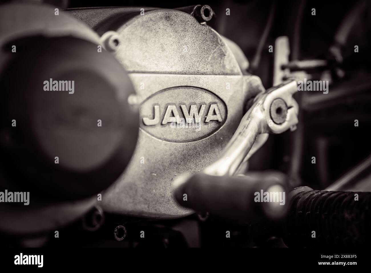 motorcycle branding and badge for a jawa 350 Stock Photo - Alamy