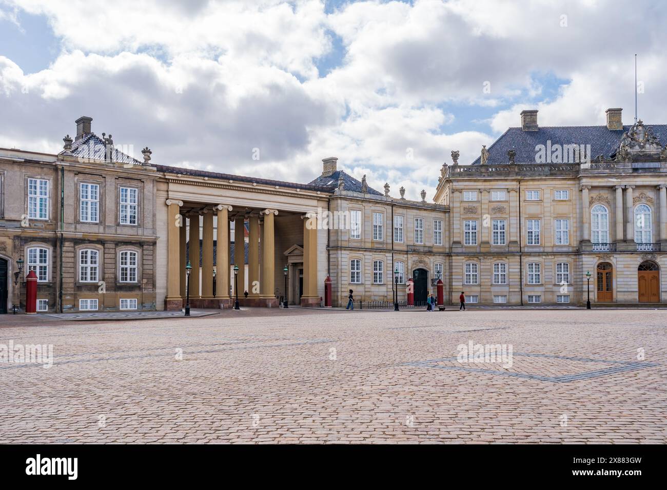 COPENHAGEN, DENMARK - APRIL 14 2024: Amalienborg Palace is the official ...