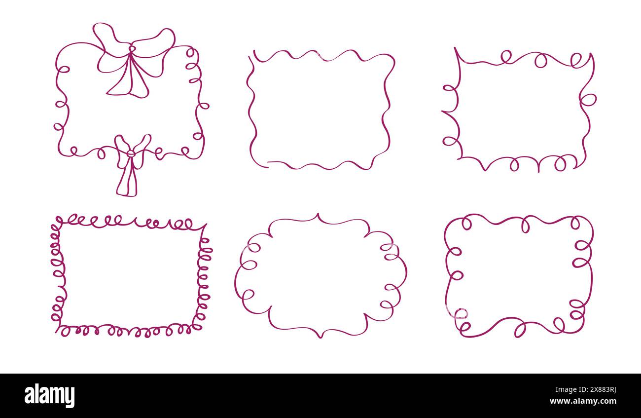 Frames set in hand-drawn style. This collection features vintage image ...