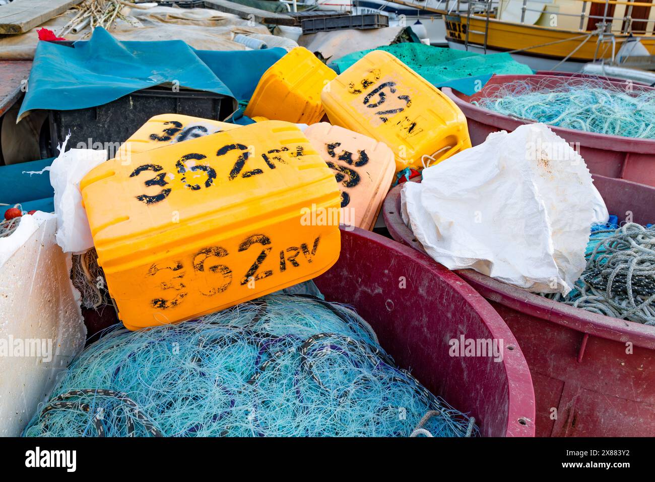 Old fishing nets repaired and prepared for a fishing trip Rovinj ...