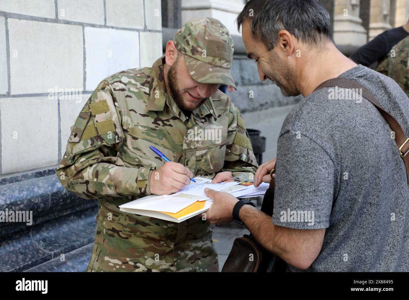 KYIV, UKRAINE - MAY 23, 2024 - Junior Lieutenant of the 12th Special Forces Brigade "Azov" of ...
