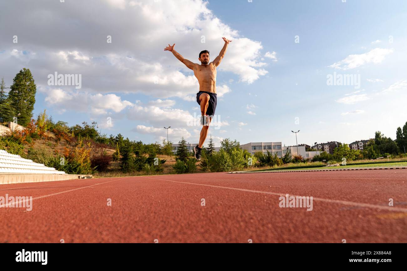 An athlete who long jumps and jumps high Stock Photo - Alamy