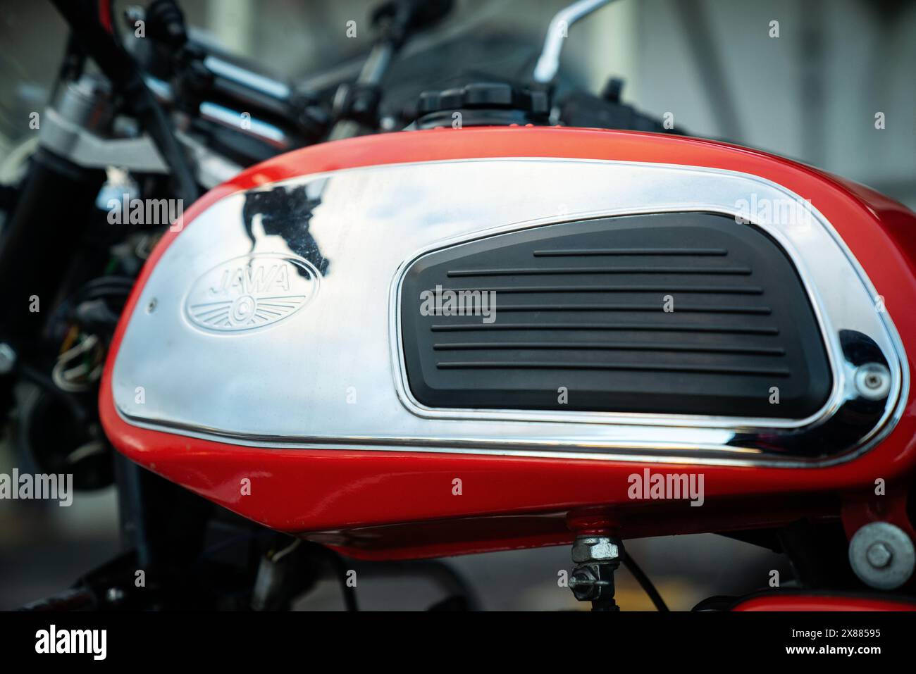 fuel tank and motorcycle branding and badge for a jawa 350 Stock Photo ...