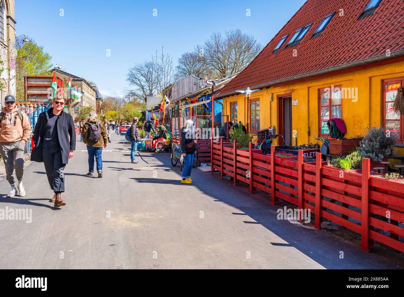 COPENHAGEN, DENMARK - APRIL 16, 2024: Freetown Christiania, also known ...