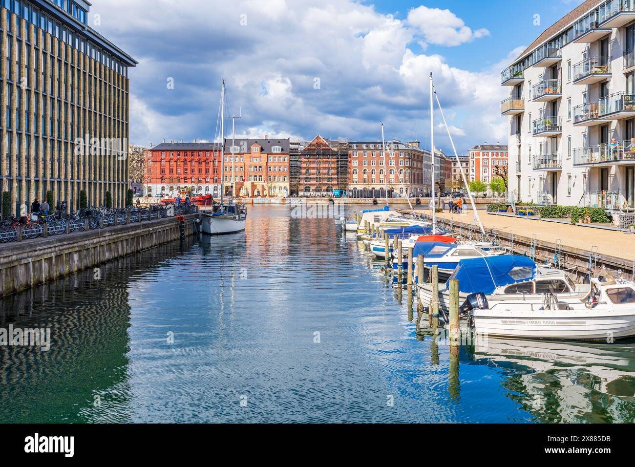 COPENHAGEN, DENMARK - APRIL 16, 2024: View of Copenhagen water front. A ...