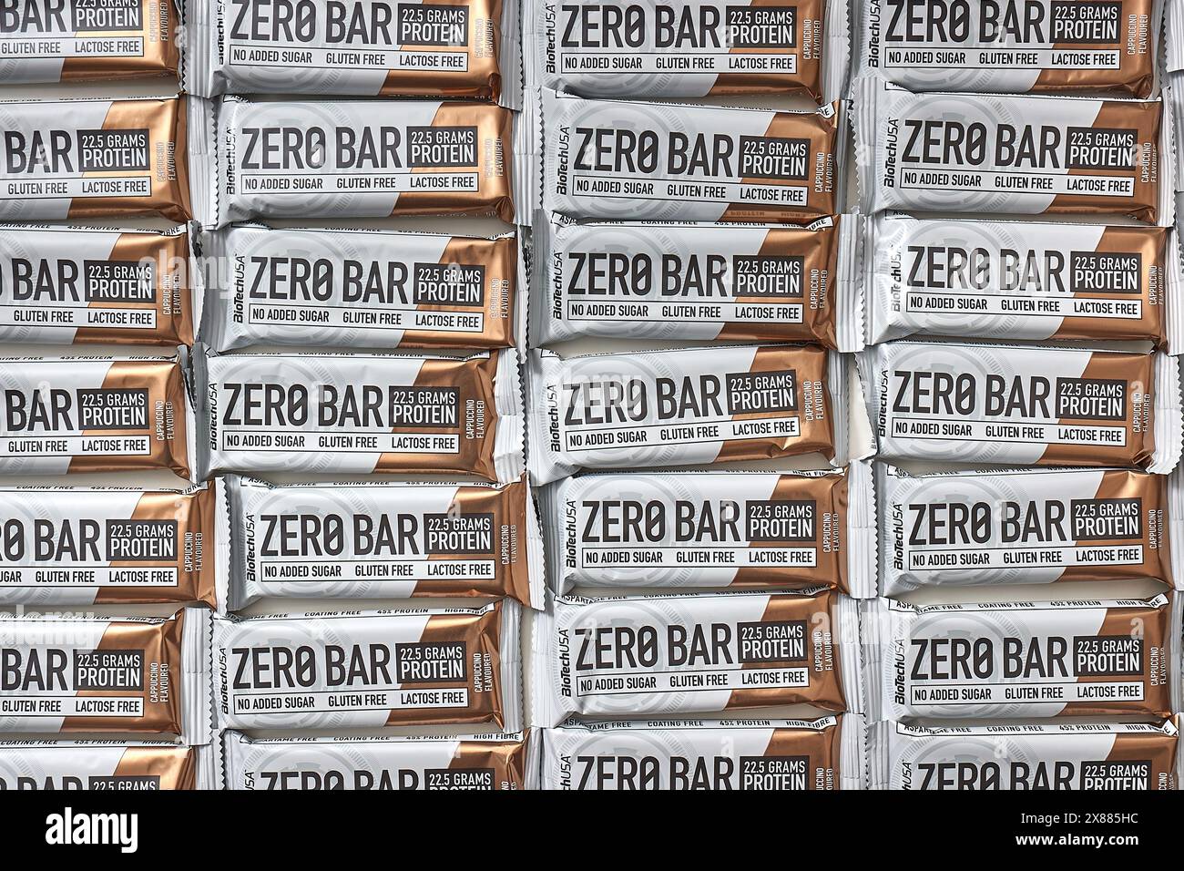 Protein bars Biotech Zero Bar large amounts Stock Photo - Alamy