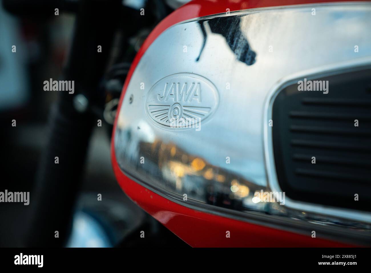 fuel tank and motorcycle branding and badge for a jawa 350 Stock Photo ...