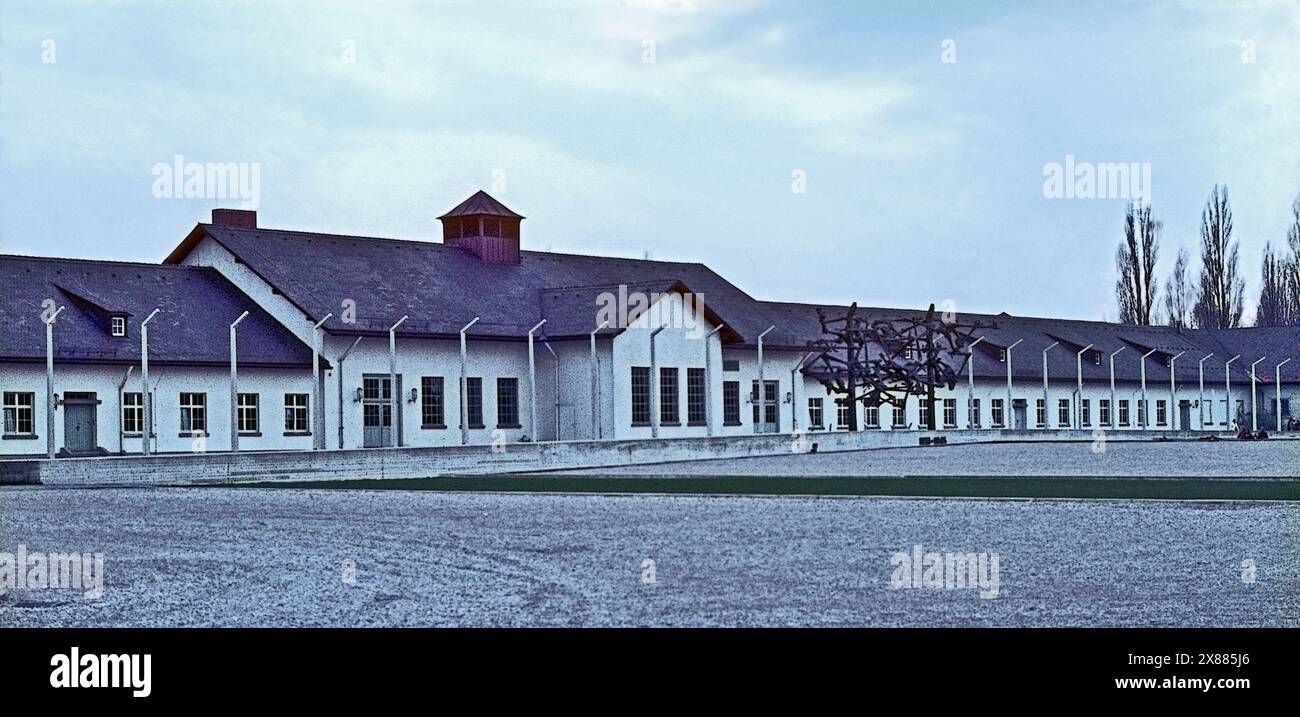 Dachau concentration camp. Today's memorial (former agricultural building).(Year 1973 Stock ...