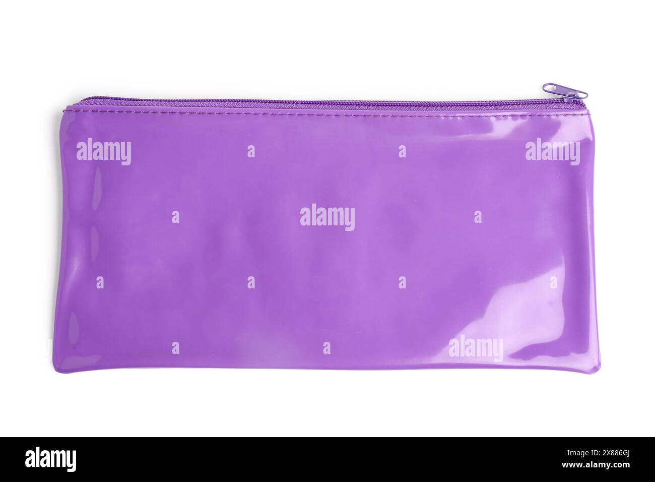 Purple pencil case on white background Stock Photo - Alamy