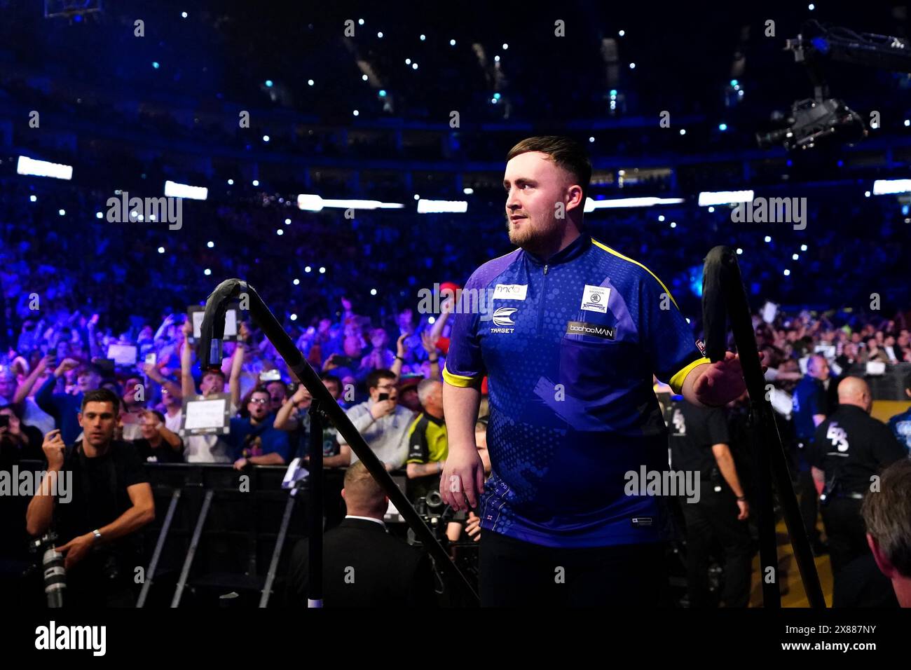 Luke Littler before the final against Luke Humphries during the 2024 ...