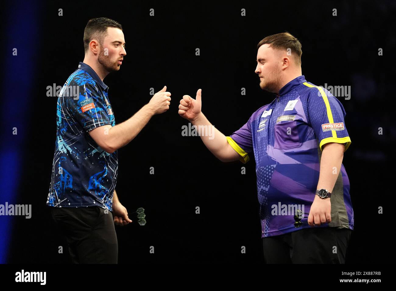 Luke Humphries (left) and Luke Littler during the final during the 2024 ...