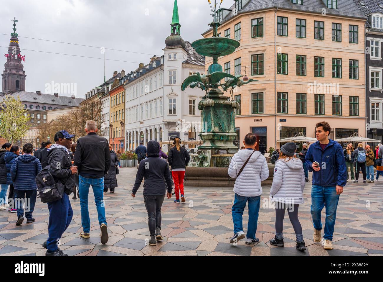 COPENHAGEN, DENMARK - APRIL 16, 2024: Stroget shopping district is the ...