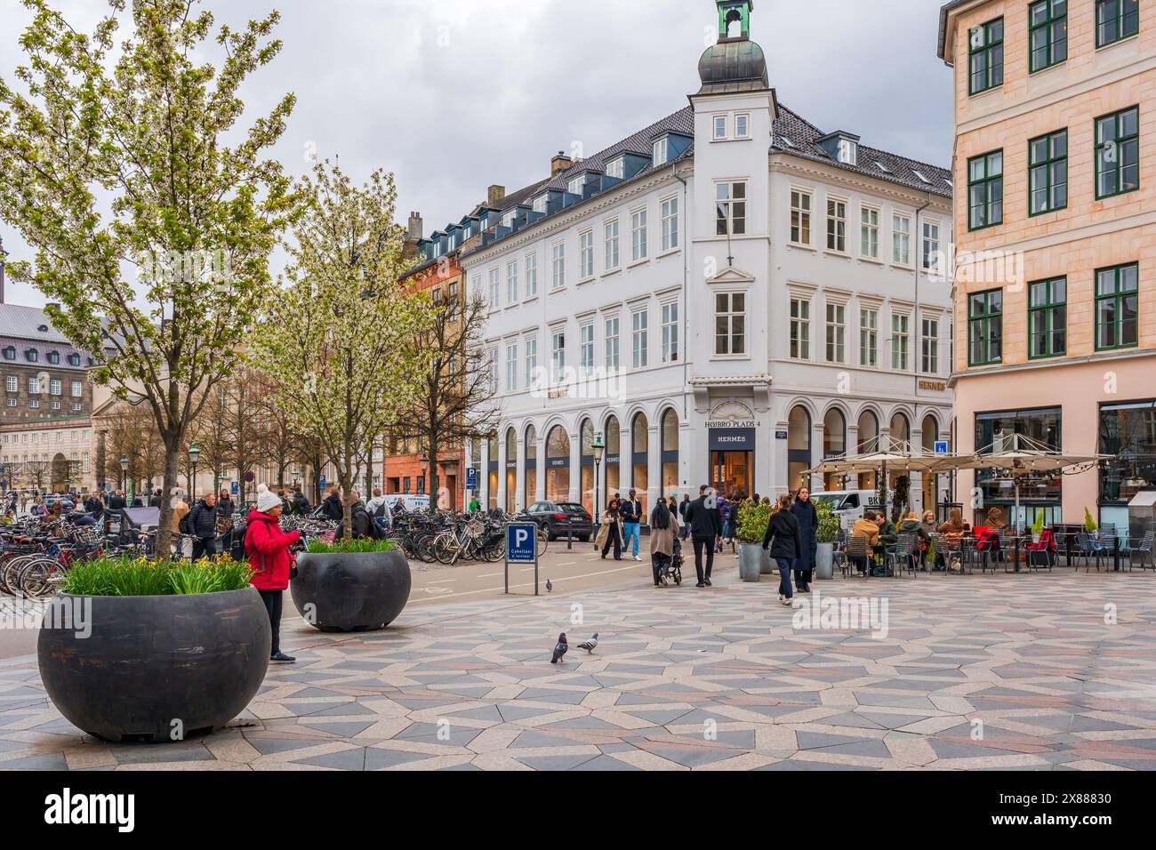 COPENHAGEN, DENMARK - APRIL 16, 2024: Stroget shopping district is the ...