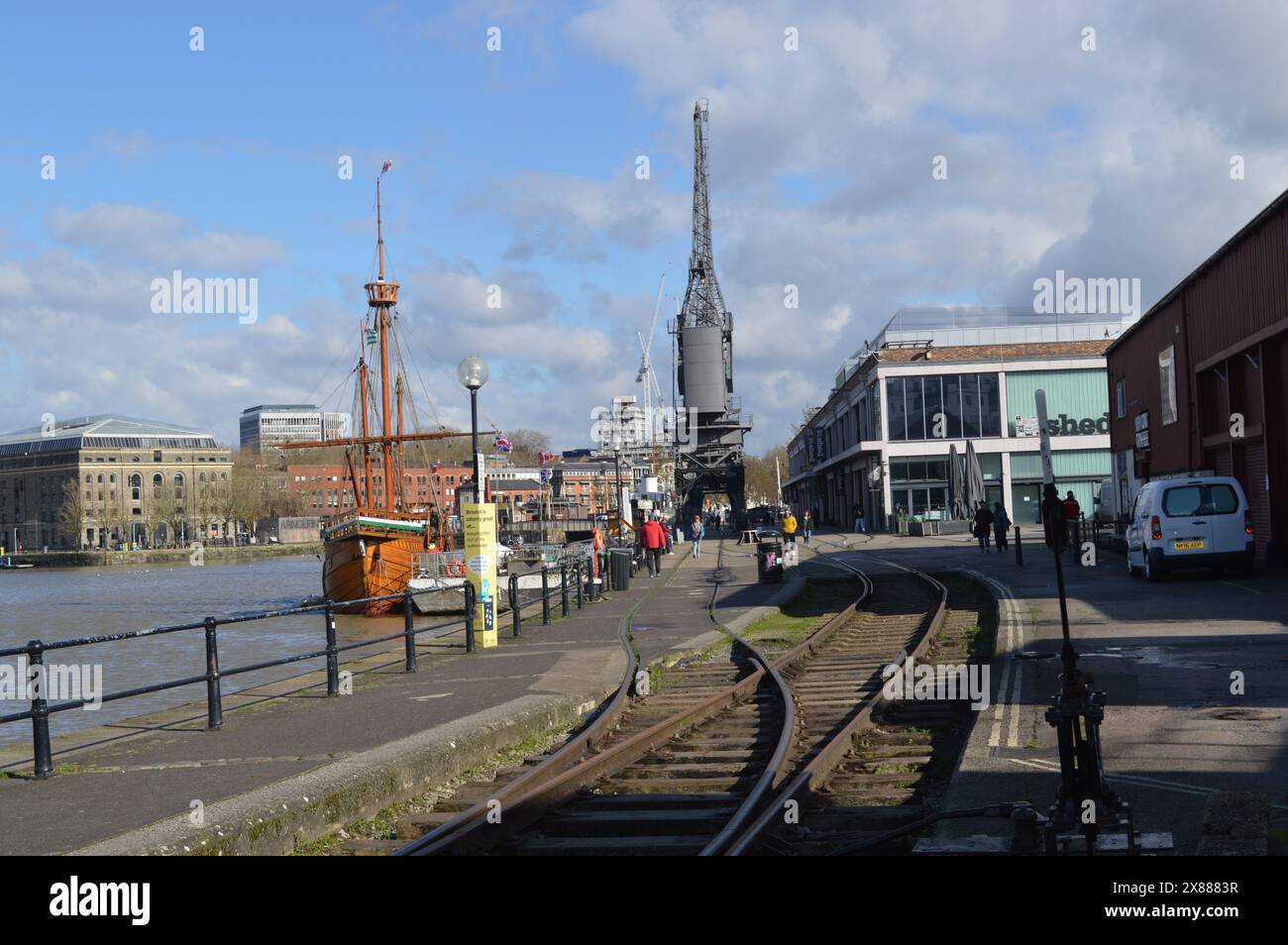 Tracks of the Bristol Harbour Railway looking down towards M Shed and ...
