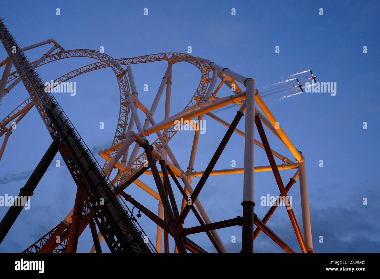 EDITORIAL USE ONLY A view of Hyperia during Thorpe Park's VIP launch ...