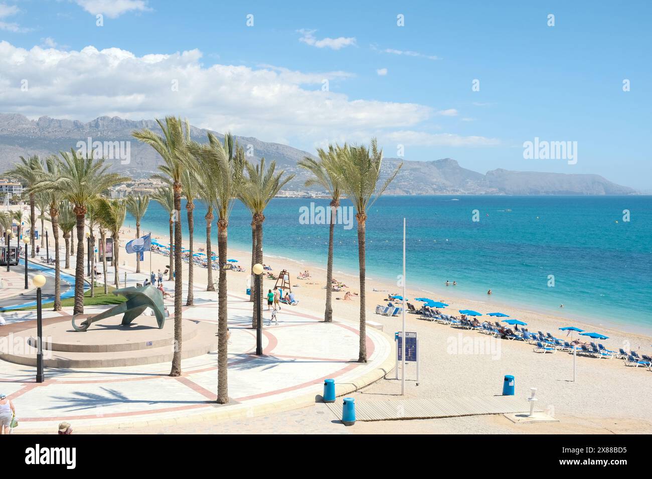 Albir, Spain - May 17, 2024: View to Albir seaside beach promenade and ...