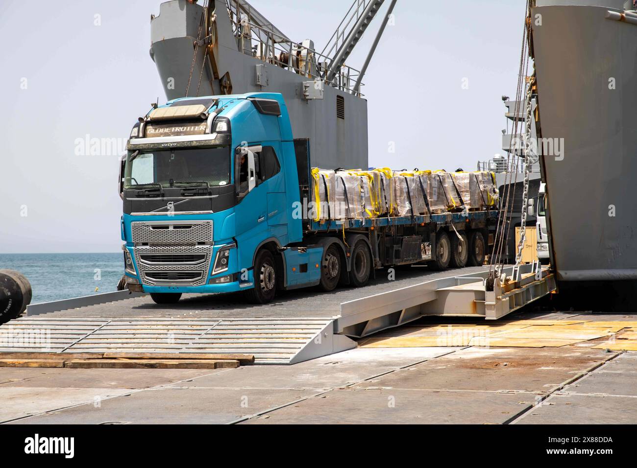 Mediterranean Sea, Israel. 18 May, 2024. A truck carrying humanitarian ...