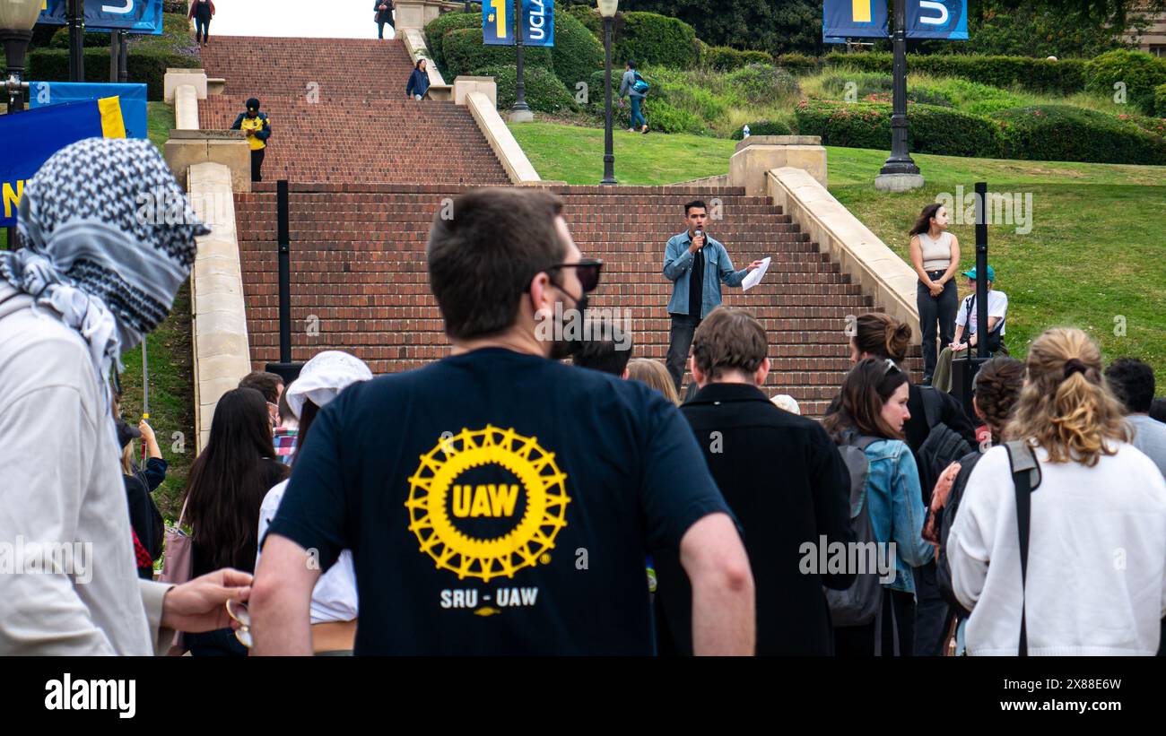Los Angeles, USA. 23rd May, 2024. Rafael Jaime, president of UAW 4811 ...
