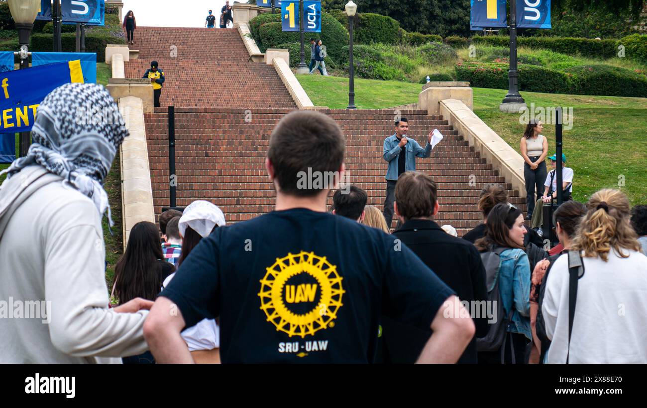 Los Angeles, USA. 23rd May, 2024. Rafael Jaime, president of UAW 4811 ...