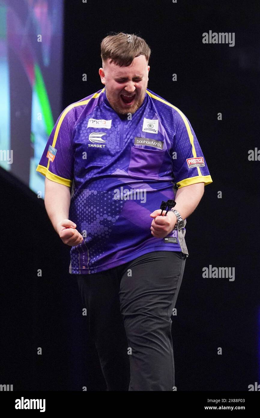 London, UK. 23rd May, 2024. Luke Littler wins during the 2024 BetMGM ...