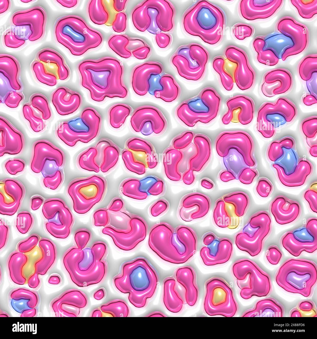 Pink 3D inflated Leopard print pattern. Seamless Tileable Pattern ...