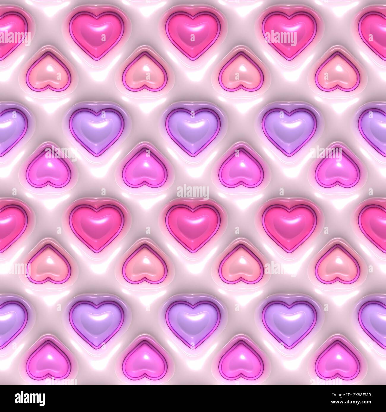 Pink 3D inflated Hearts pattern. Seamless Tileable Pattern. Endless ...