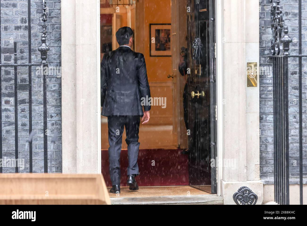 Prime Minister Rishi Sunak returns back inside No 10 after announcing a general election on 4th ...